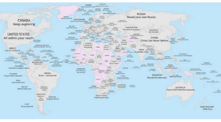 El mapa del mundo a través de los slogans turísticos